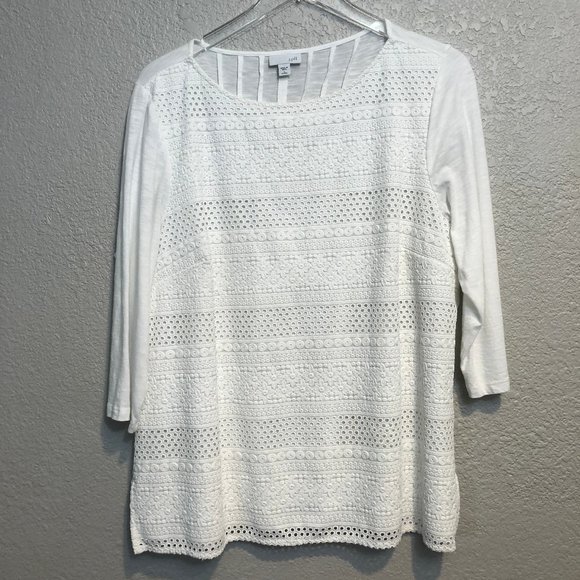 J. Jill | Tops | Jjill White Eyelet Embroidered Woven Blouse Q4 | Poshmark